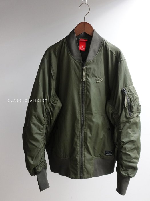 CA 美國運動品牌 NIKE MA-1 軍綠 飛行夾克 L號 一元起標無底價B180 | Yahoo拍賣