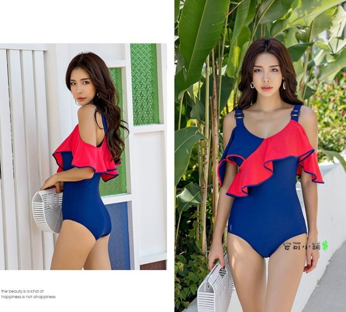 連身泳裝╭☆°安可小舖＊韓版名媛范撞色性感連身泳裝有加大碼溫泉比基尼游泳衣正品，售價1100元 | Yahoo奇摩拍賣