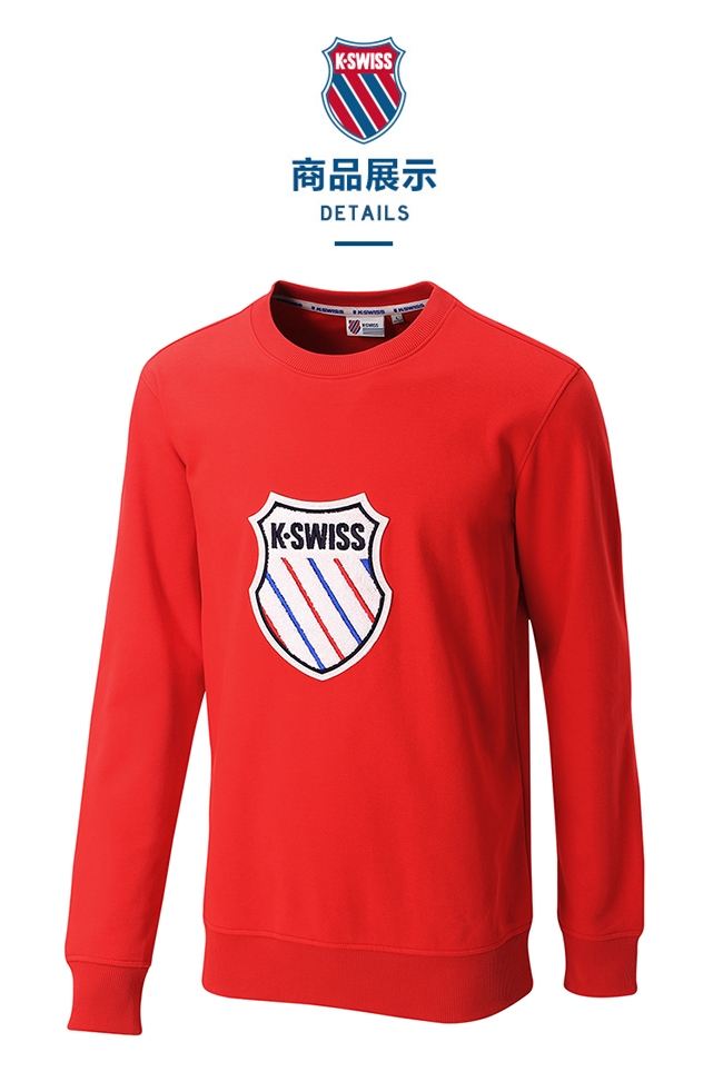 博客來-K-SWISS Court Sweaters圓領長袖上衣-男 M 紅