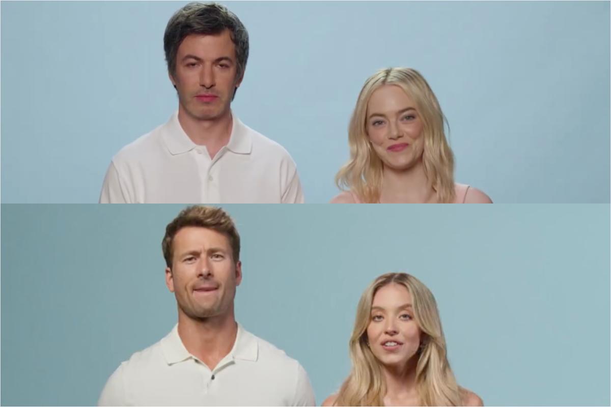 Nathan Fielder and Emma Stone Parody Glen Powell and Sydney Sweeney in ...