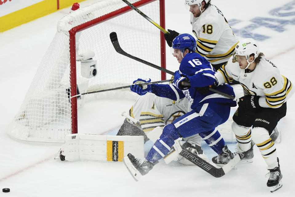 Marchand breaks team playoff goals mark, Bruins beat Maple Leafs 3-1 to ...