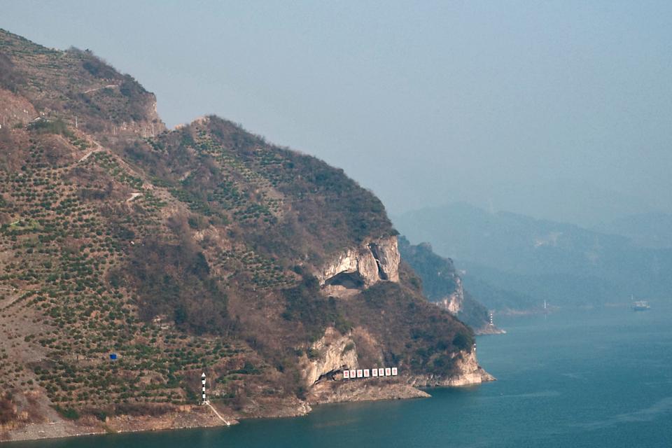 A cliff that looks like a puppy resting beside the Yangtze River ...