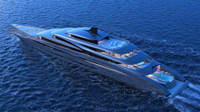 This Giant 450-Foot Gigayacht Concept Comes With Two Helipads for Both ...