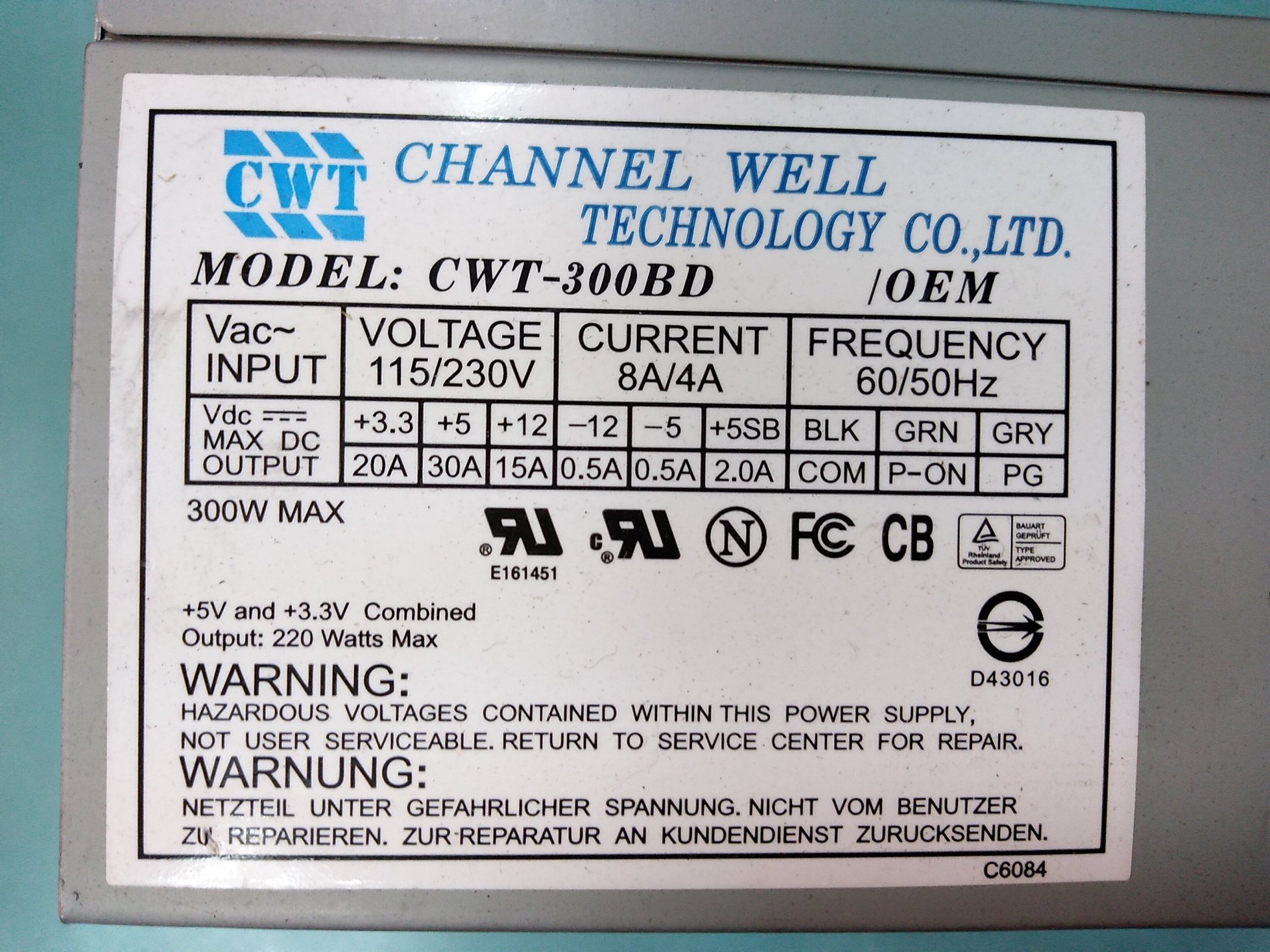 (經典舊式) CWT僑威 桌上型電腦用電源供應器 CWT-300BD (有AUX接口) | Yahoo奇摩拍賣