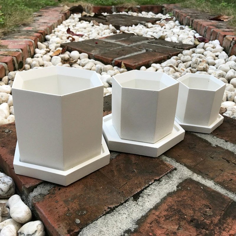 (BEAGLE) 六角型創意水泥花盆(中) +托盤 多肉水泥花器/仙人掌水泥花盆/水泥植栽/水泥盆器:10*10CM | Yahoo奇摩拍賣