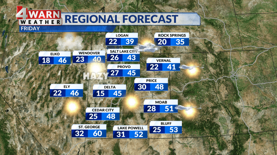 Hazy sunshine along the Wasatch Front with above average warmth statewide