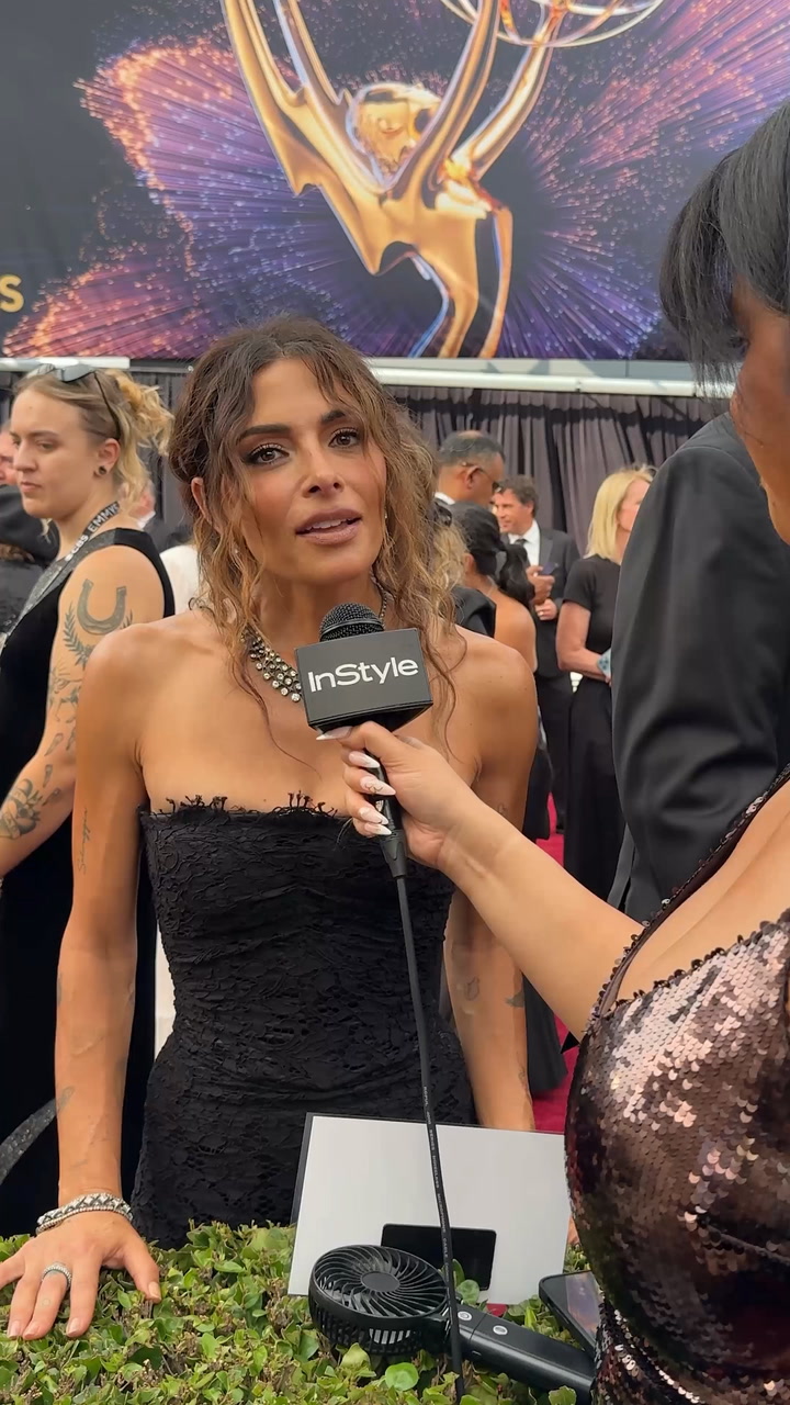 ‘Paradise’ Star Sarah Shahi Shines on the Emmys Red Carpet