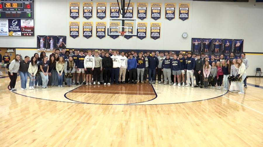 DeWitt basketball sweeps Haslett on banner night for football state ...