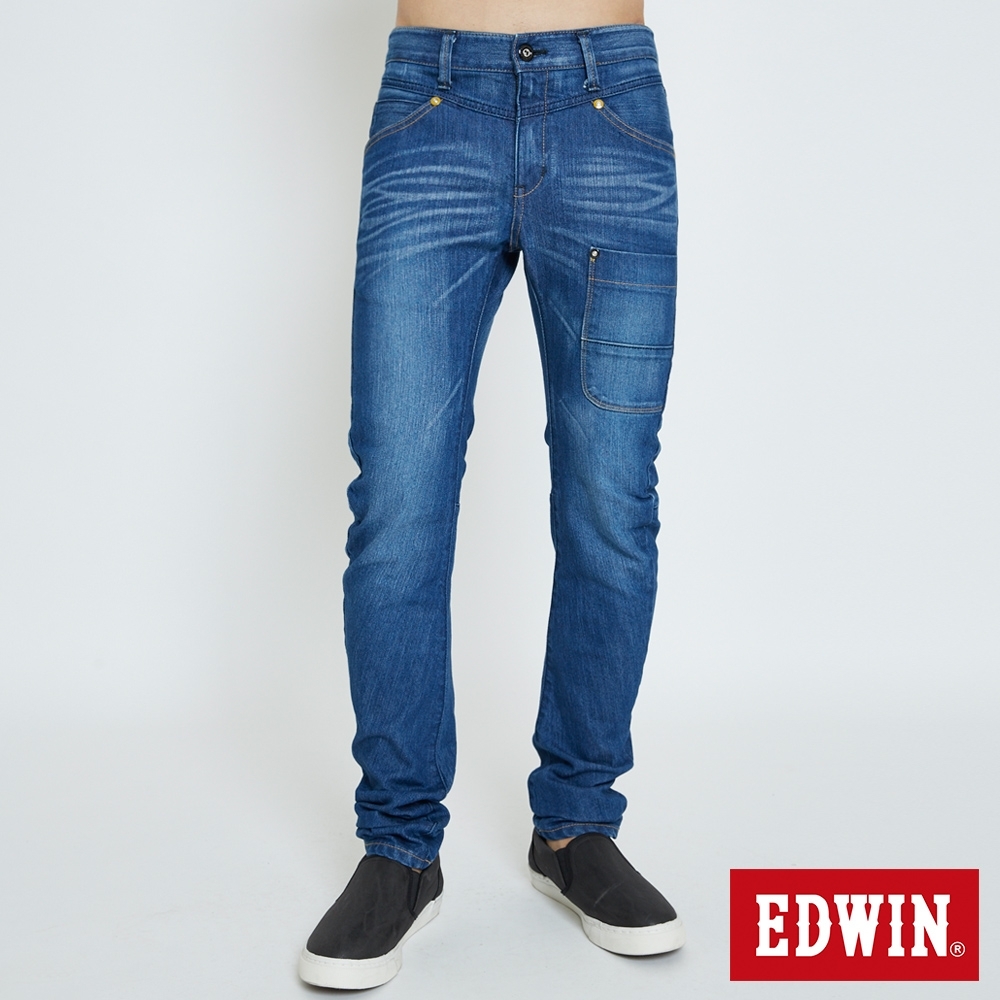 EDWIN E-FUNCTION 3D機能剪裁 窄直筒牛仔褲-男-石洗藍 | 窄管褲 | Yahoo奇摩購物中心
