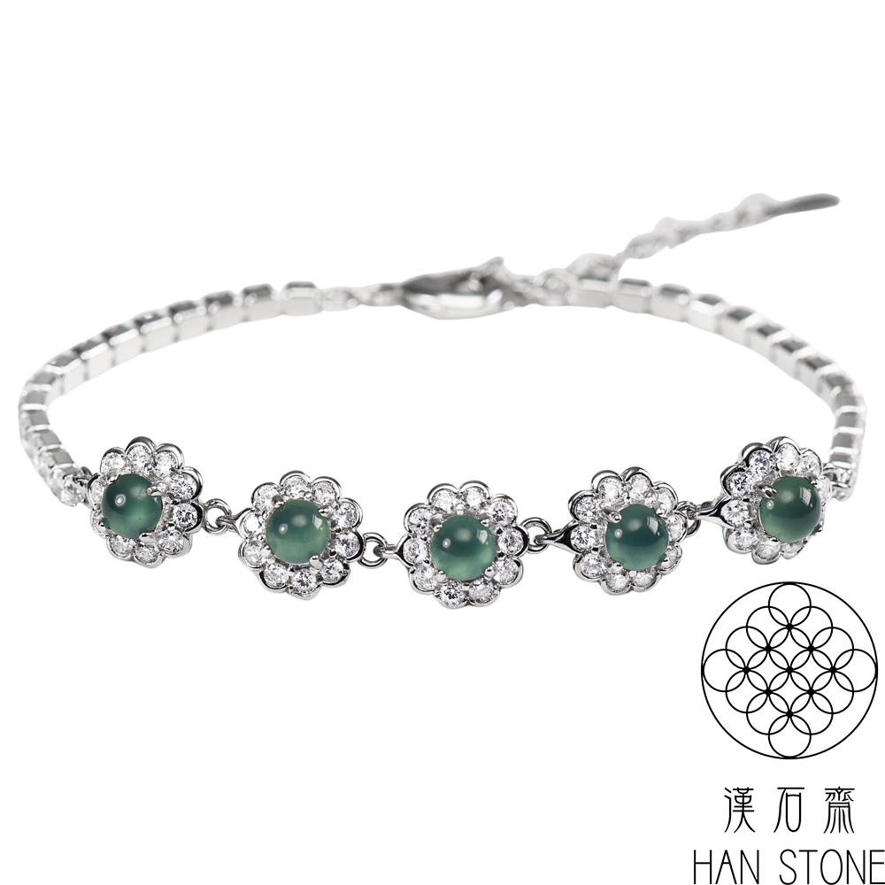 【漢石齋】天然翡翠A貨 小蛋面設計手鍊 玻璃種藍水(4.5*4.5mm*5pcs) | 漢石齋 | Yahoo奇摩購物中心