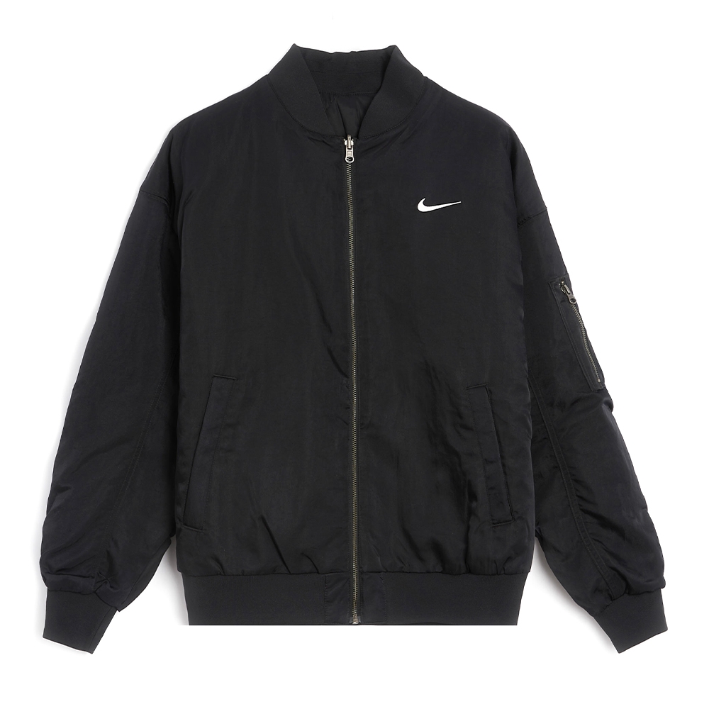 Nike AS NSW NIKE VRSTY BMBR JKT 女款 黑色 雙面 絎縫 立領 飛行外套 DV7877-010 | NIKE ...
