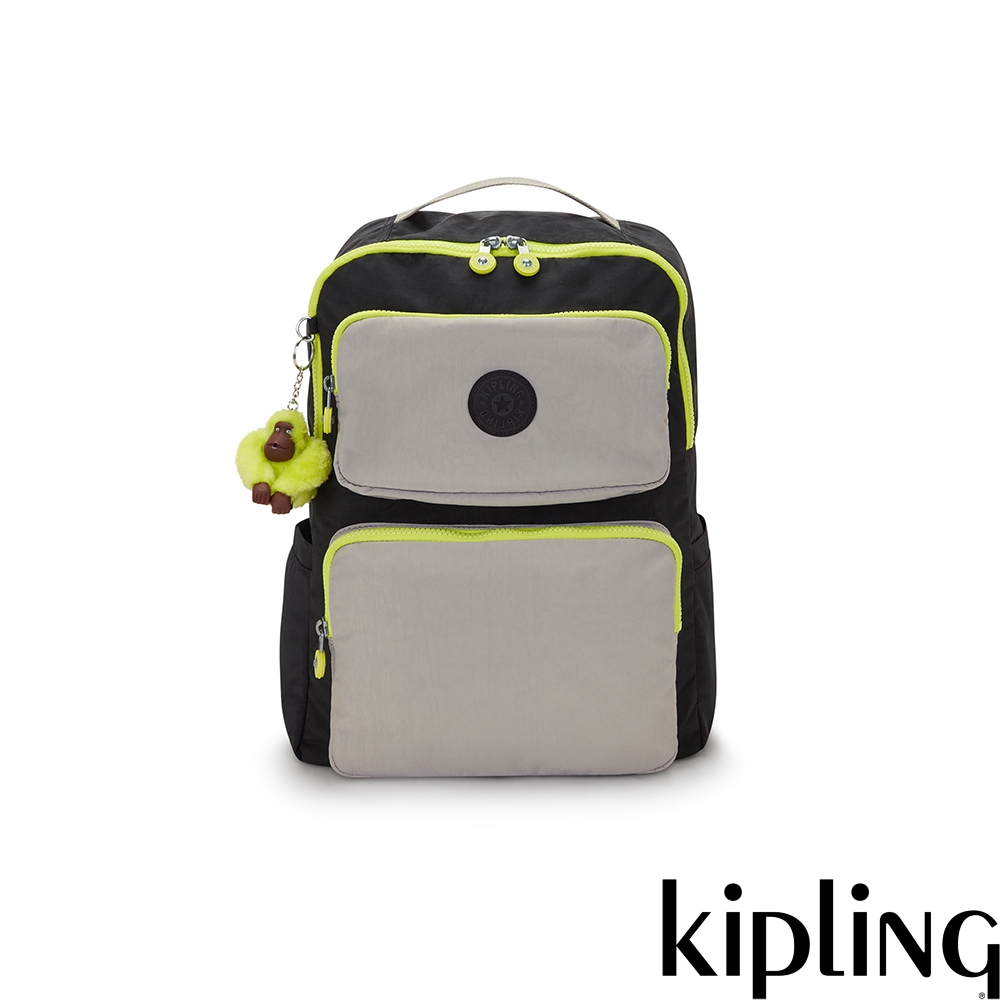 Kipling 黑灰撞色螢光綠手提後背兩用包-KAGAN B | 斜/肩背包 | Yahoo奇摩購物中心