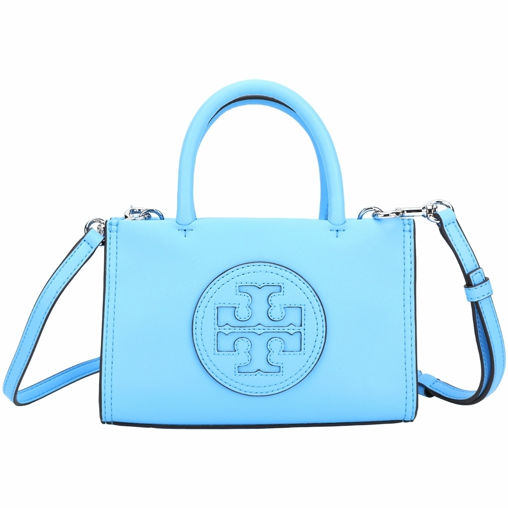 TORY BURCH Ella Bio 迷你款 雙T浮雕皮革托特包(天空藍) | 兩用包 | Yahoo奇摩購物中心