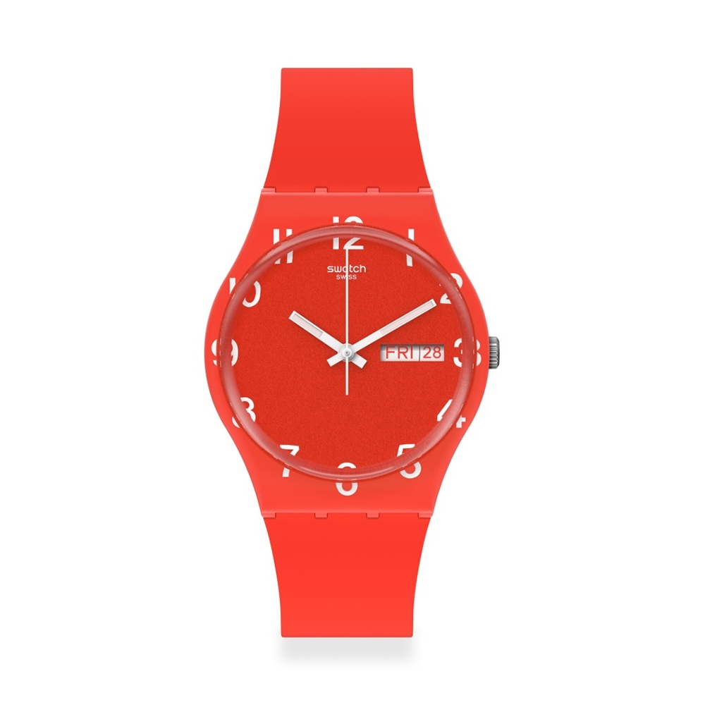 Swatch Gent 原創系列手錶 OVER RED-34mm | Original 原創膠錶 | Yahoo奇摩購物中心