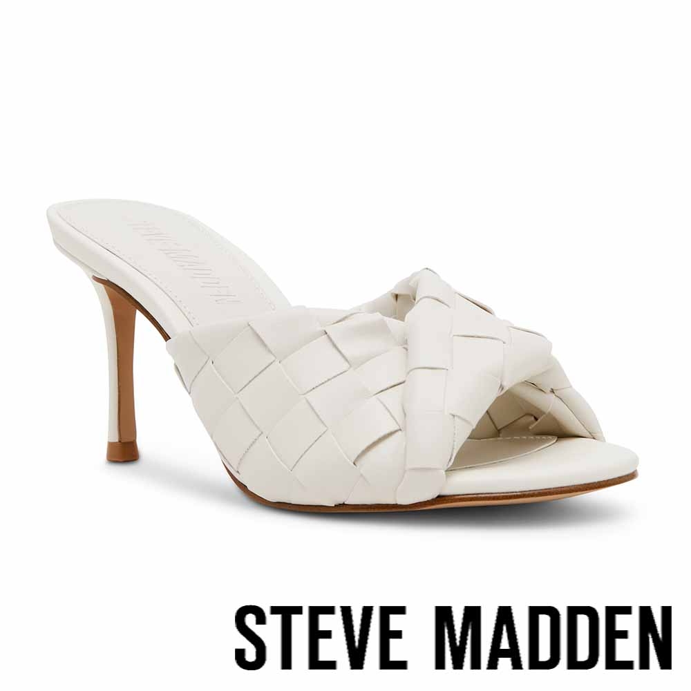 STEVE MADDEN-KAYLOR 編織方格扭結涼跟鞋-白色 | 6-8cm | Yahoo奇摩購物中心