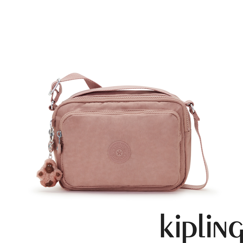 Kipling 乾燥藕粉色前袋拉鍊側肩包-COLETA | 斜/肩背包 | Yahoo奇摩購物中心