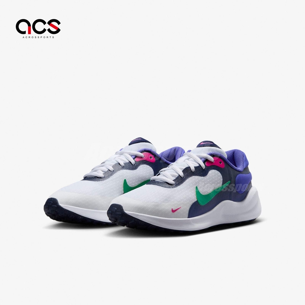 Nike 慢跑鞋 Revolution 7 GS 大童 女鞋 白 紫 透氣 緩震 路跑 訓練 運動鞋 FB7689-101 | NIKE ...