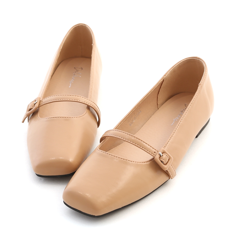 D+AF 甜美風格．小方釦細帶瑪莉珍鞋＊杏 | 娃娃鞋 | Yahoo奇摩購物中心