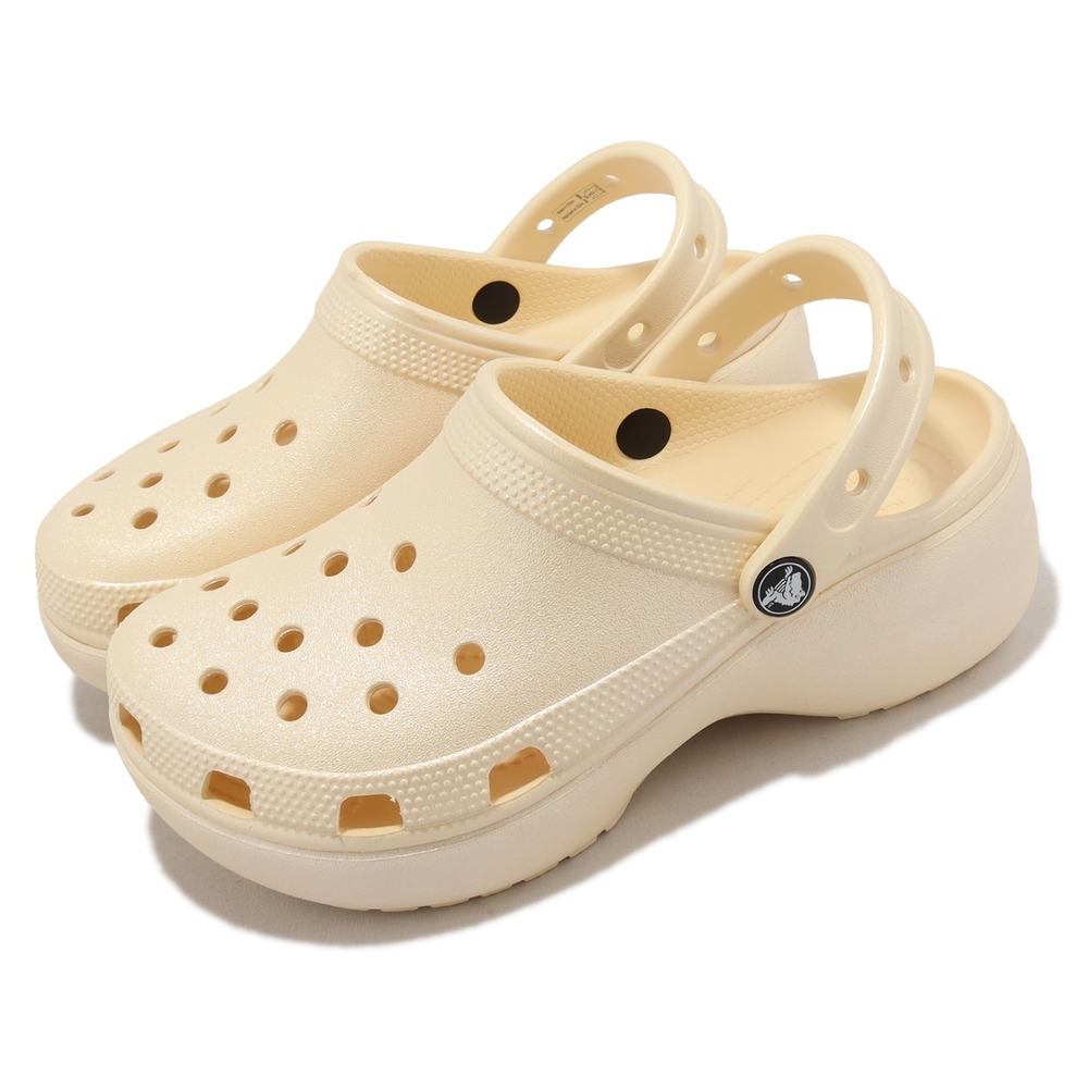 Crocs 洞洞鞋 Classic Platform Shimmer Clog 厚底 香草色 女鞋 閃亮 克駱格 208590108 | 休閒鞋 | Yahoo奇摩購物中心