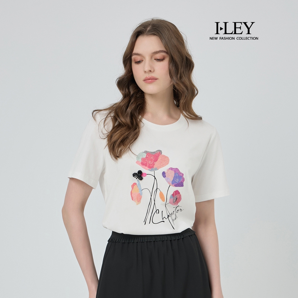 ILEY伊蕾 立體花卉印花棉質上衣(白；M-2L) | 長袖 | Yahoo購物中心