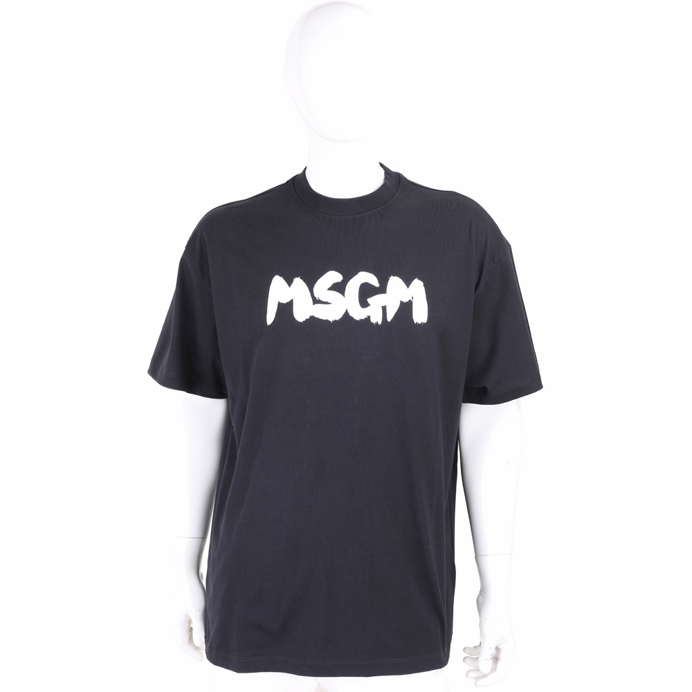 MSGM 字母草寫印花黑色短袖TEE T恤(男款) | 精品服飾/鞋子 | Yahoo奇摩購物中心
