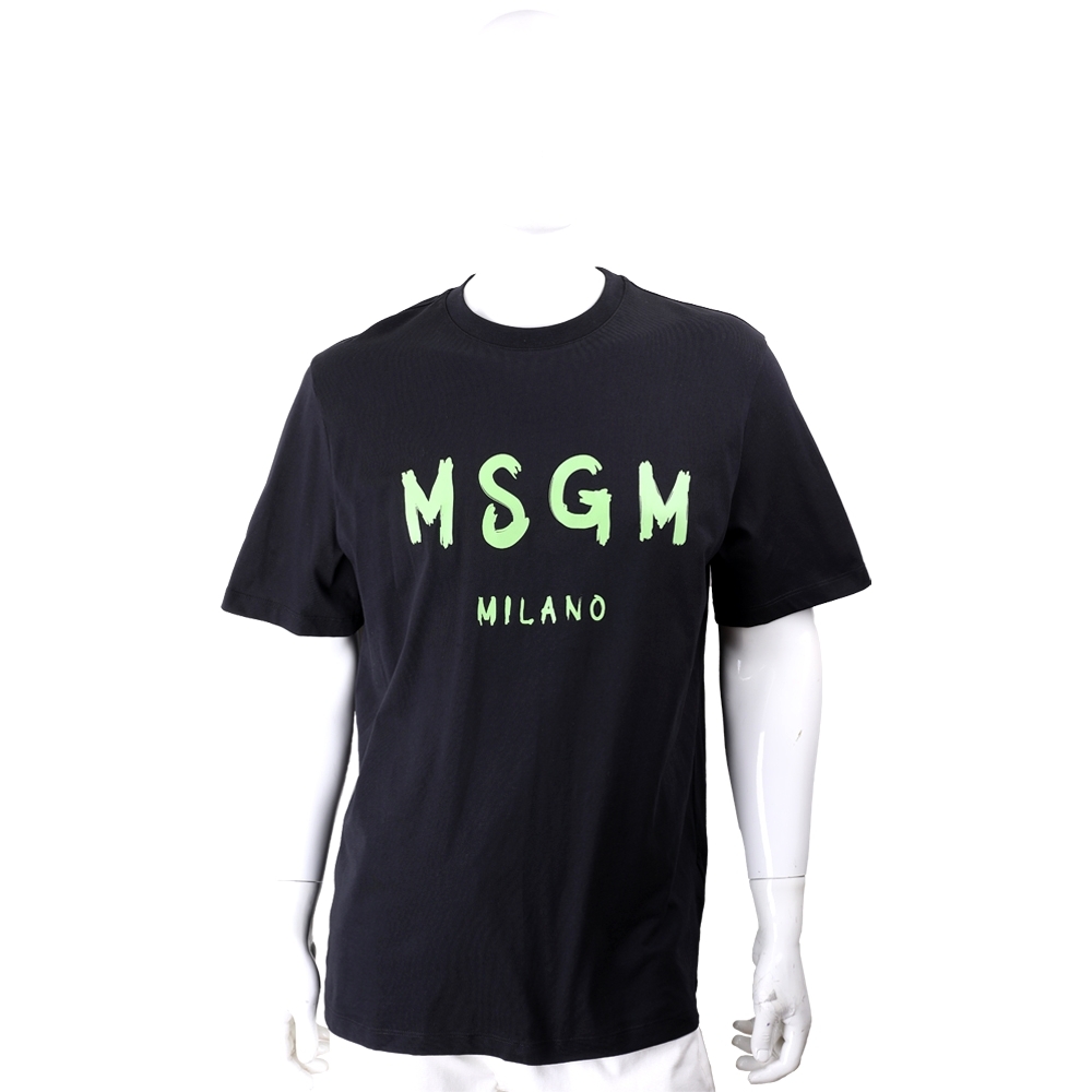 MSGM 油漆綠字母黑色棉質短袖TEE T恤(男款) | 精品服飾/鞋子 | Yahoo購物中心