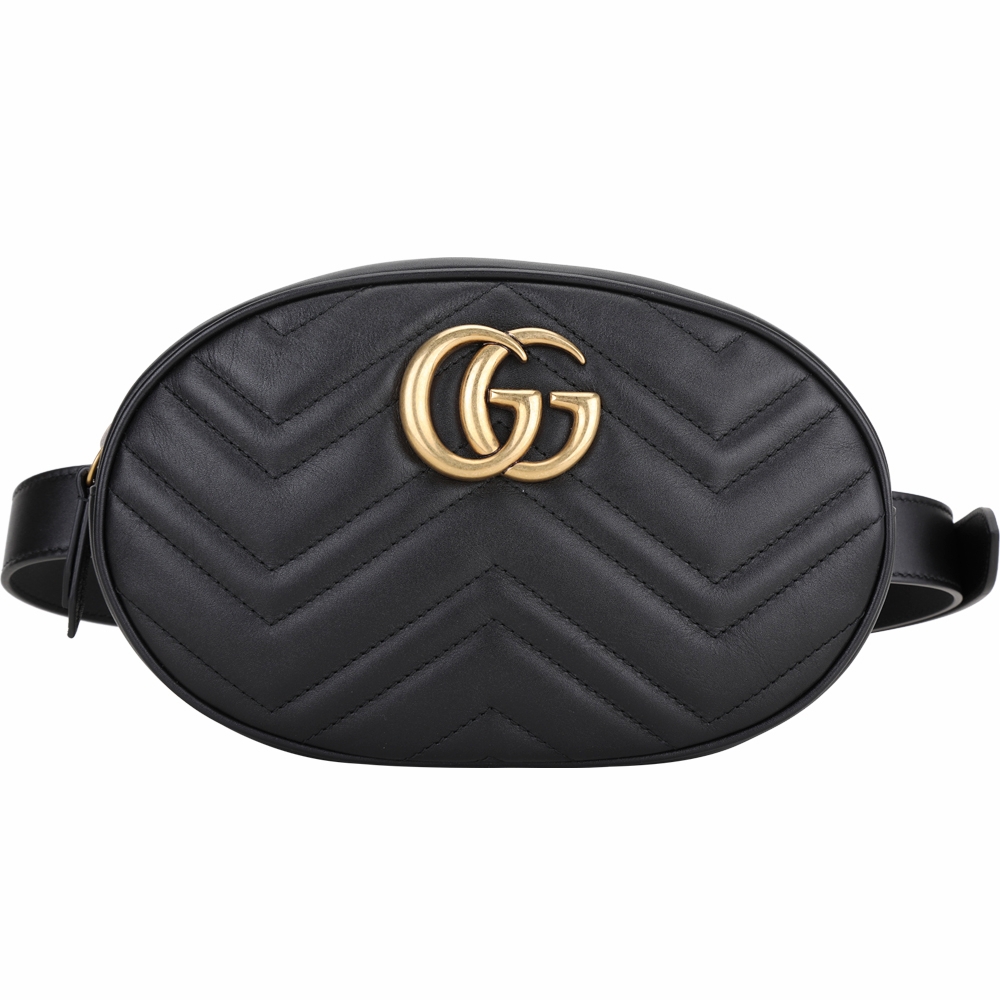 GUCCI GG Marmont 大款 山型絎縫皮革手拿/腰包(黑色) | 腰包 | Yahoo奇摩購物中心