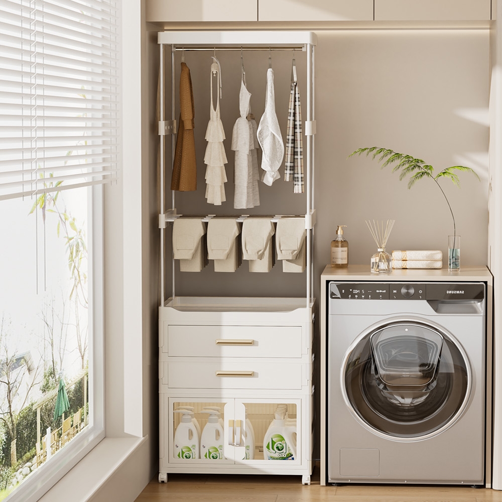 【AOTTO】 多功能附輪置物收納衣帽架(收納櫃 置物櫃 櫥櫃 衣櫃 衣帽架) | 衣帽架 | Yahoo購物中心