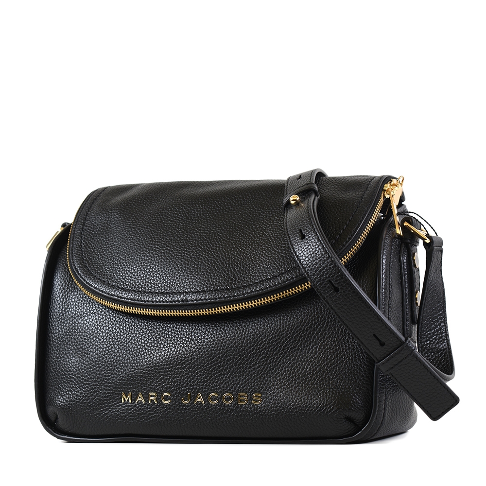 MARC JACOBS 荔枝紋拉鍊暗層磁吸釦翻蓋斜背包-黑色/大 | 斜背包 / 鍊帶包 | Yahoo奇摩購物中心