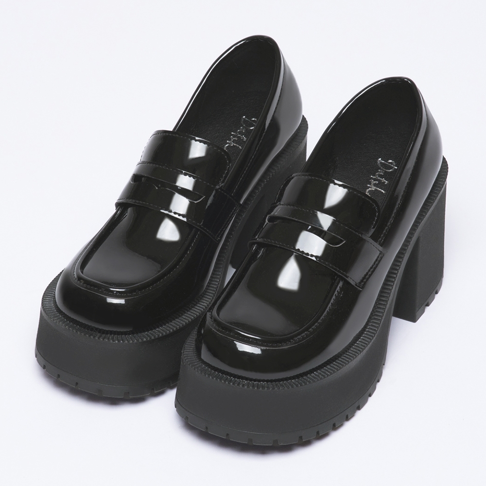 D+AF 自信搭配．厚底水台高跟便仕樂福鞋＊黑漆 | 樂福鞋 | Yahoo購物中心