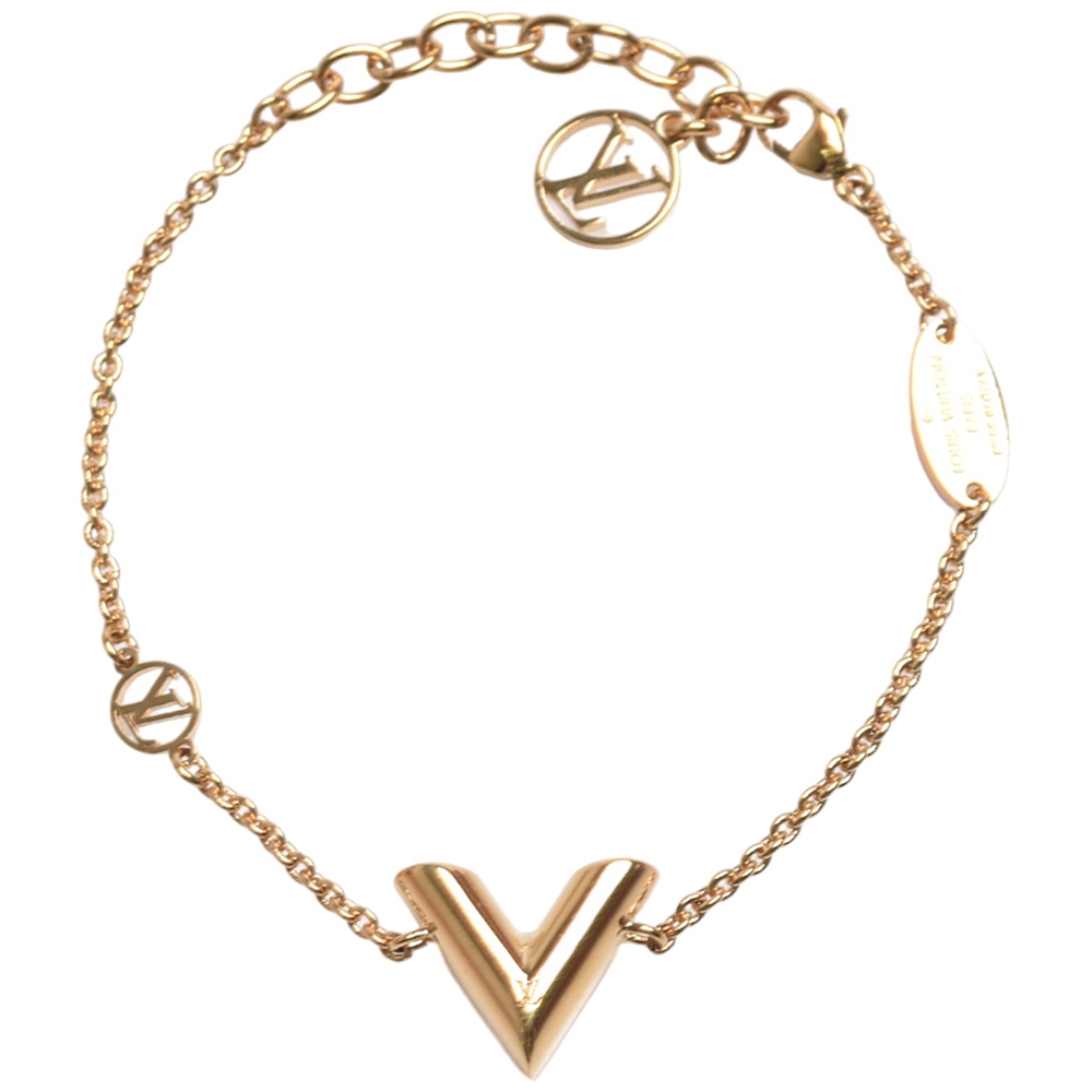 LV Louis Vuitton路易威登 M00858經典Essential V系列V字標誌手鍊(金色) | LV路易威登 | Yahoo奇摩購物中心