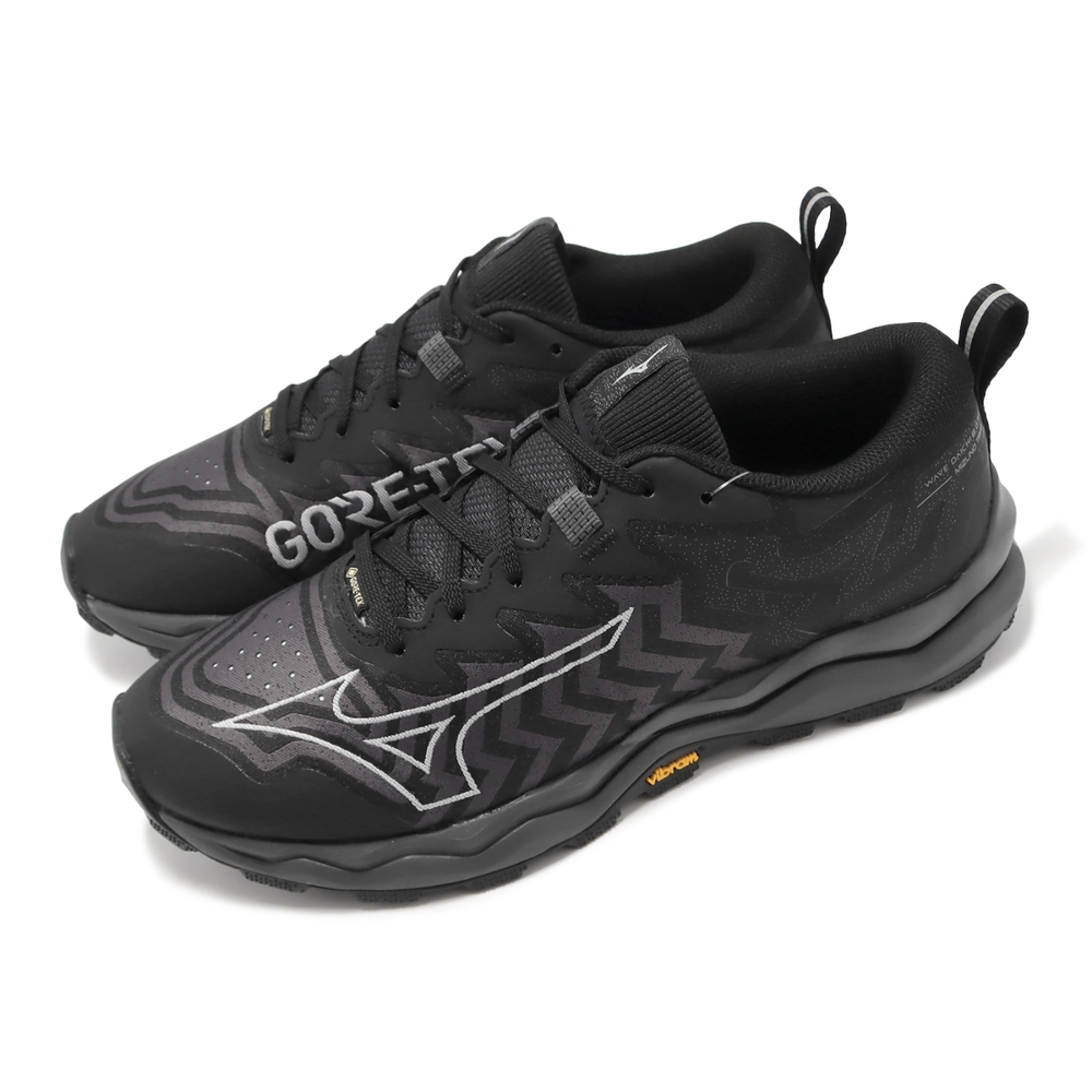 Mizuno 越野跑鞋 Wave Daichi 8 GTX Wide 男鞋 黑 灰 寬楦 防水 緩震 抓地 美津濃 J1GJ2457-01 ...