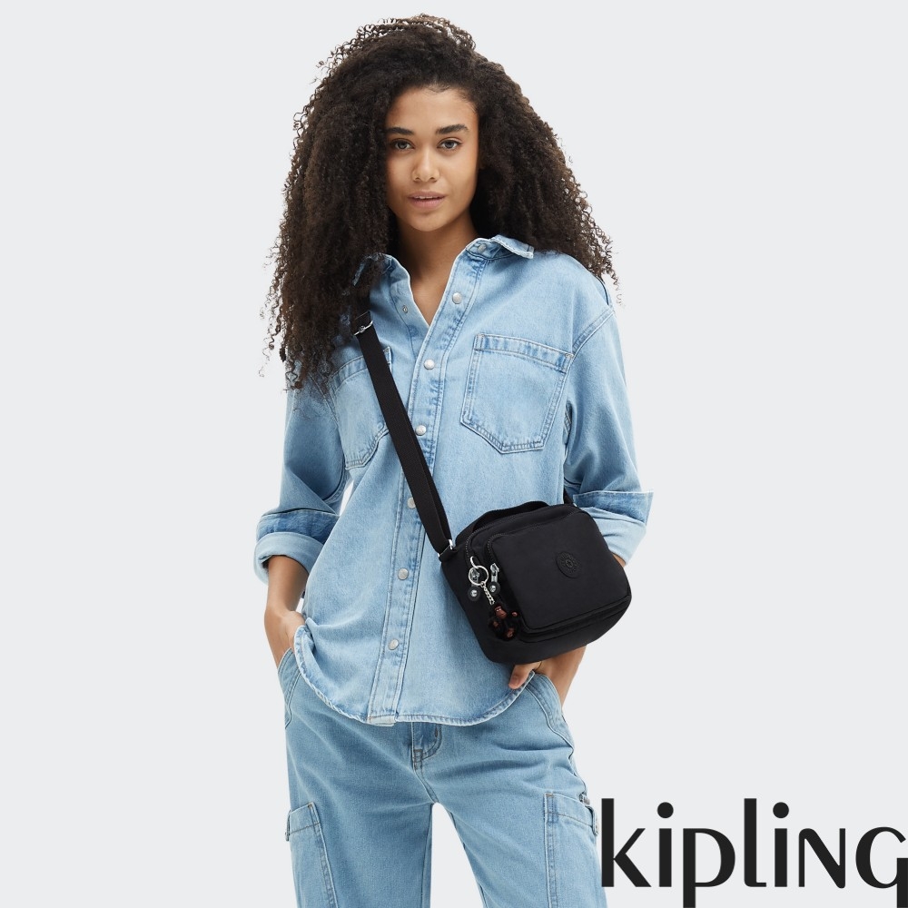 Kipling 率性曜石黑前袋拉鍊側肩包-COLETA | 斜/肩背包 | Yahoo奇摩購物中心