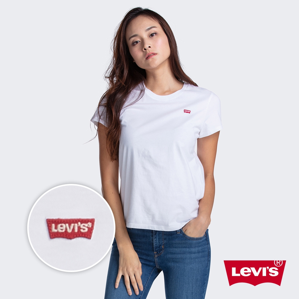 Levis 女款 短袖T恤 / 精工迷你Logo刺繡徽章 / 修身版型 / 有機面料 白 | T恤 | Yahoo奇摩購物中心