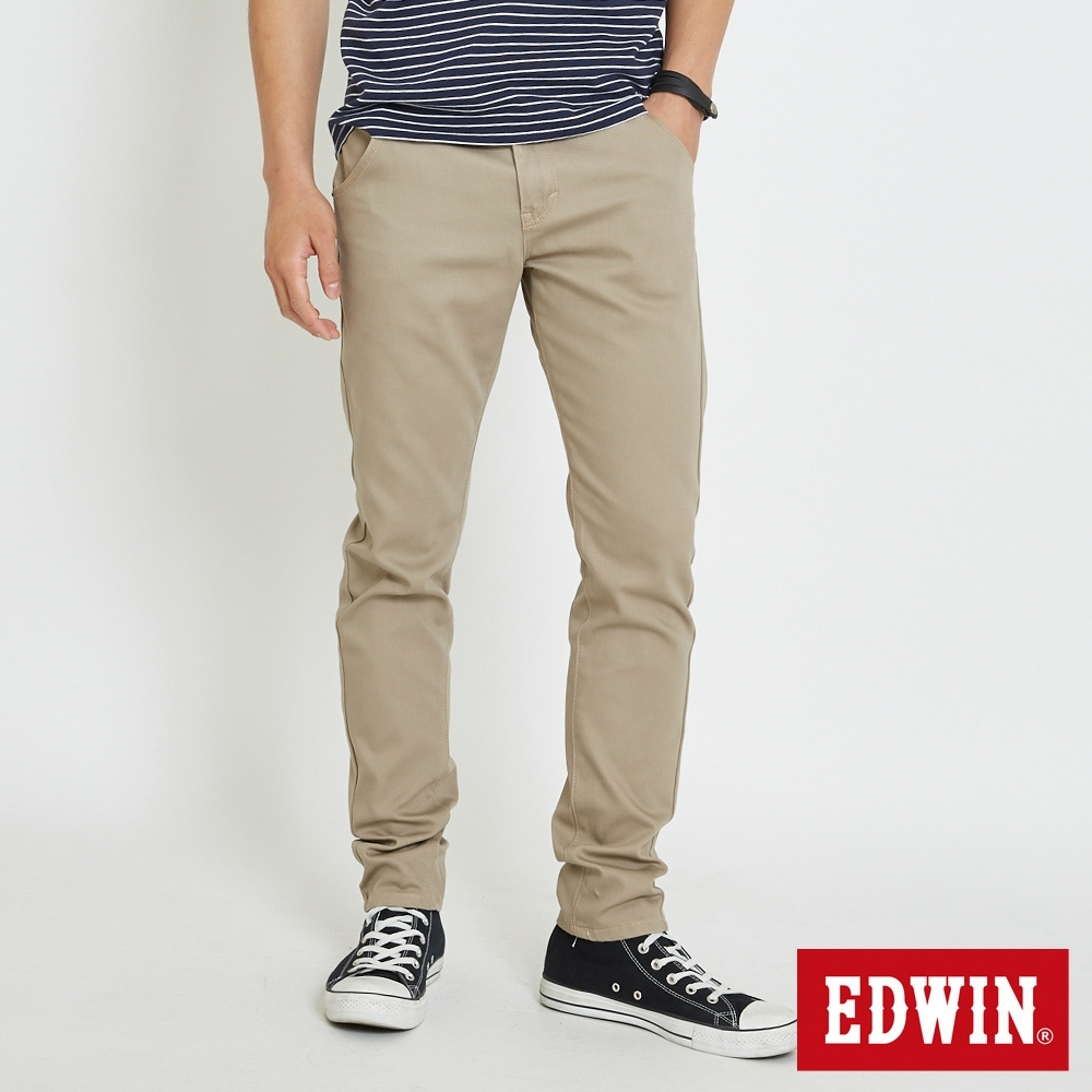EDWIN 斜袋休閒COOL涼感 窄管牛仔褲-男-淺卡其 | 窄管褲 | Yahoo購物中心