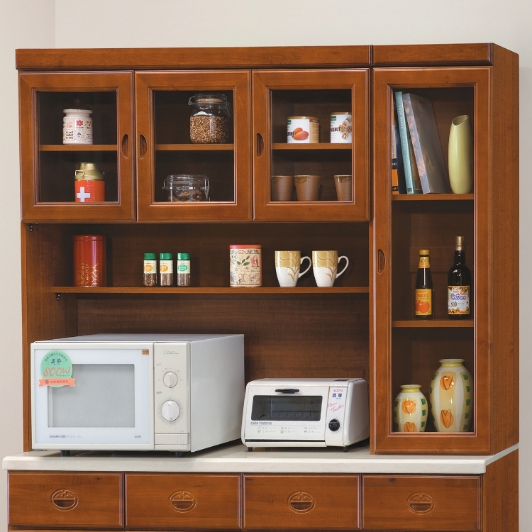 實木樟木色5.3尺石面餐櫃(133-1+133)(全組)